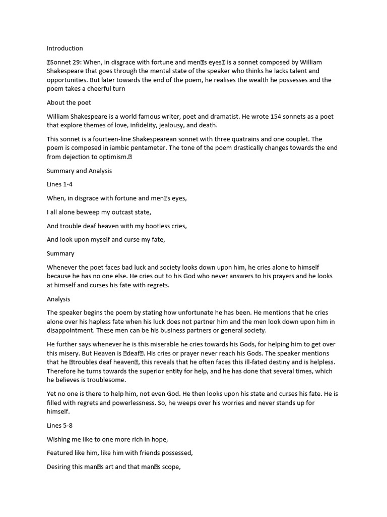 Sonnet (D1) | PDF