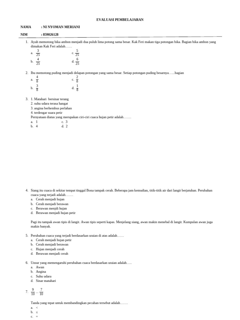 Tugas Evaluasi Pembelajaran | PDF