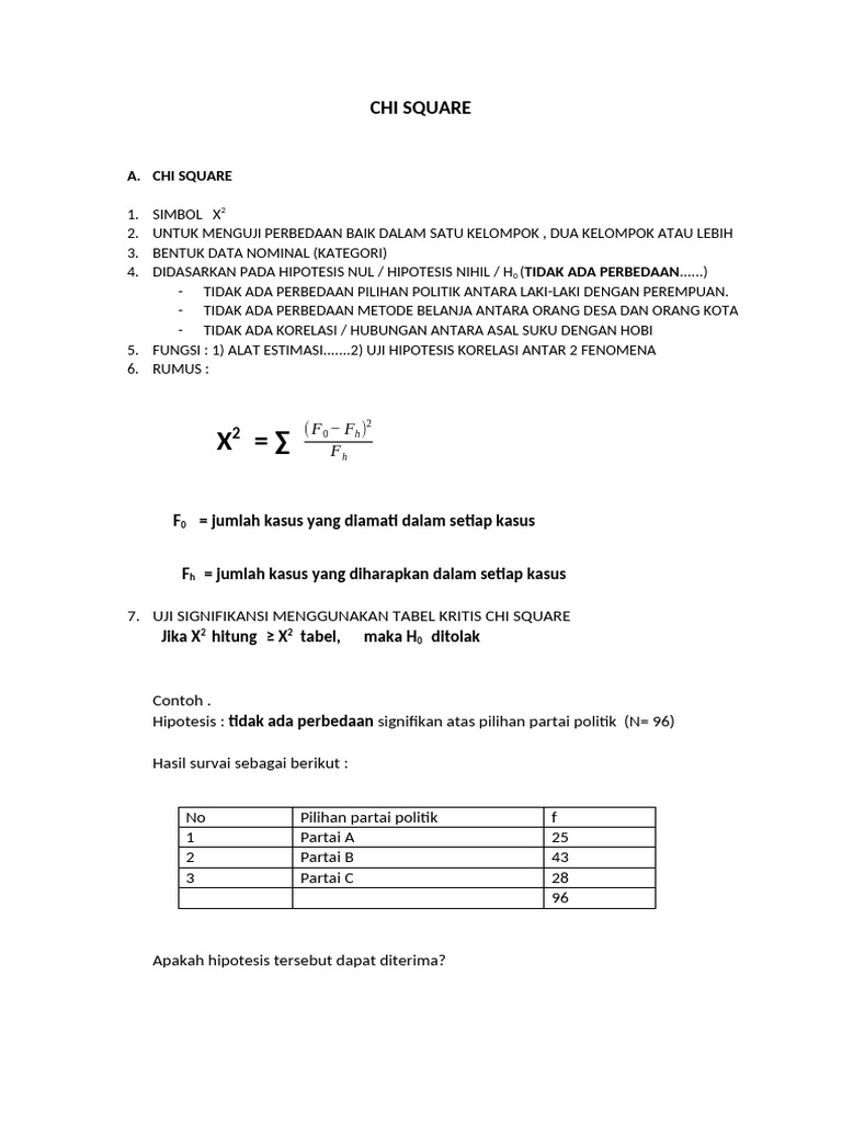STATISTIK TOPIK 6 (CHI SQUARE) | PDF