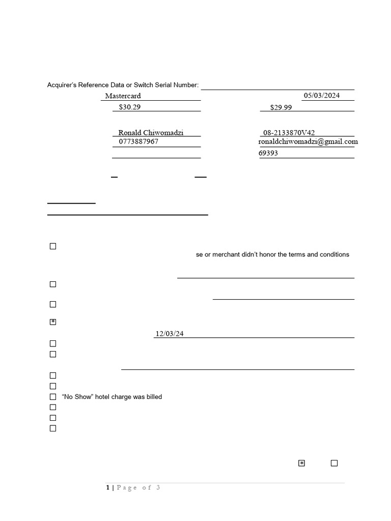 Blank Online Dispute Form | PDF | Credit Card | Master Card