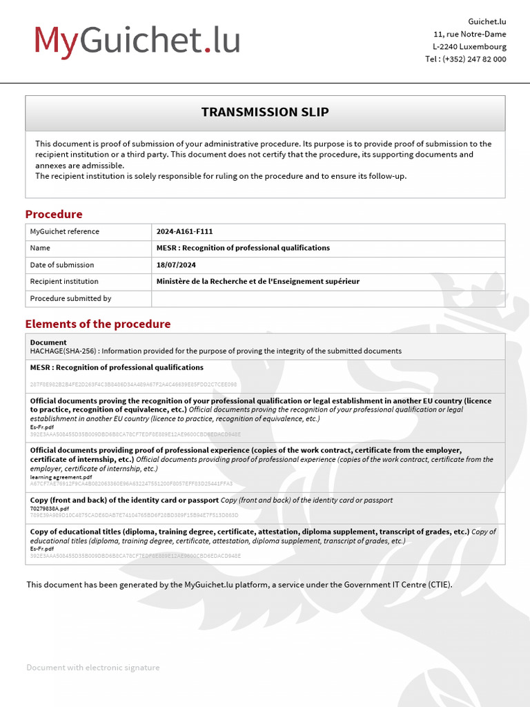 Bordereau Transmission Document – WRRVM