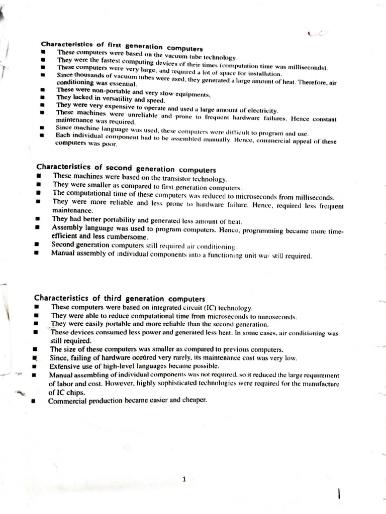 Genaration of Computer | PDF