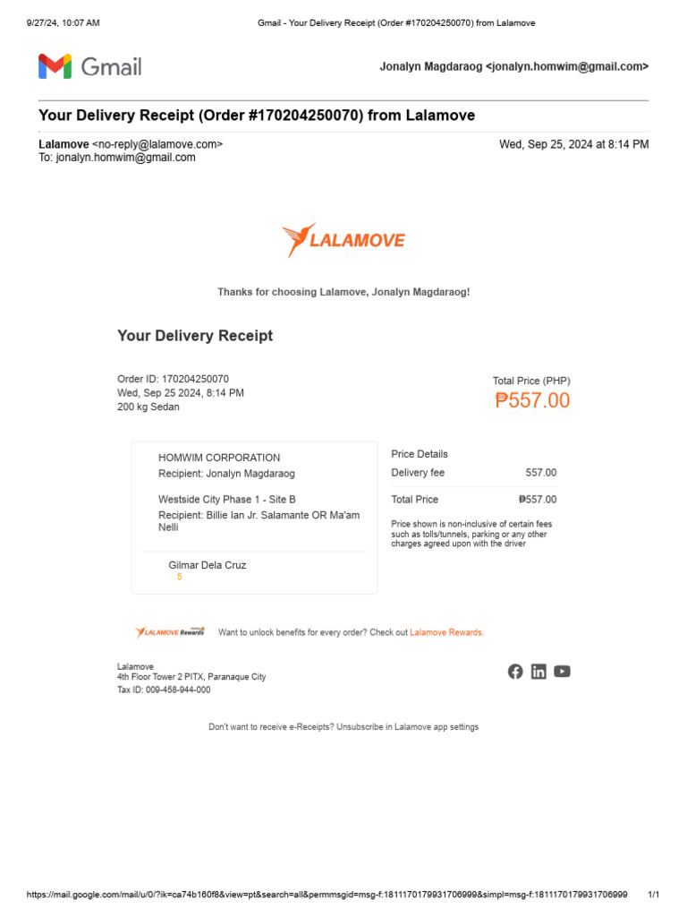 Gmail - Your Delivery Receipt (Order #170204250070) from Lalamove | PDF