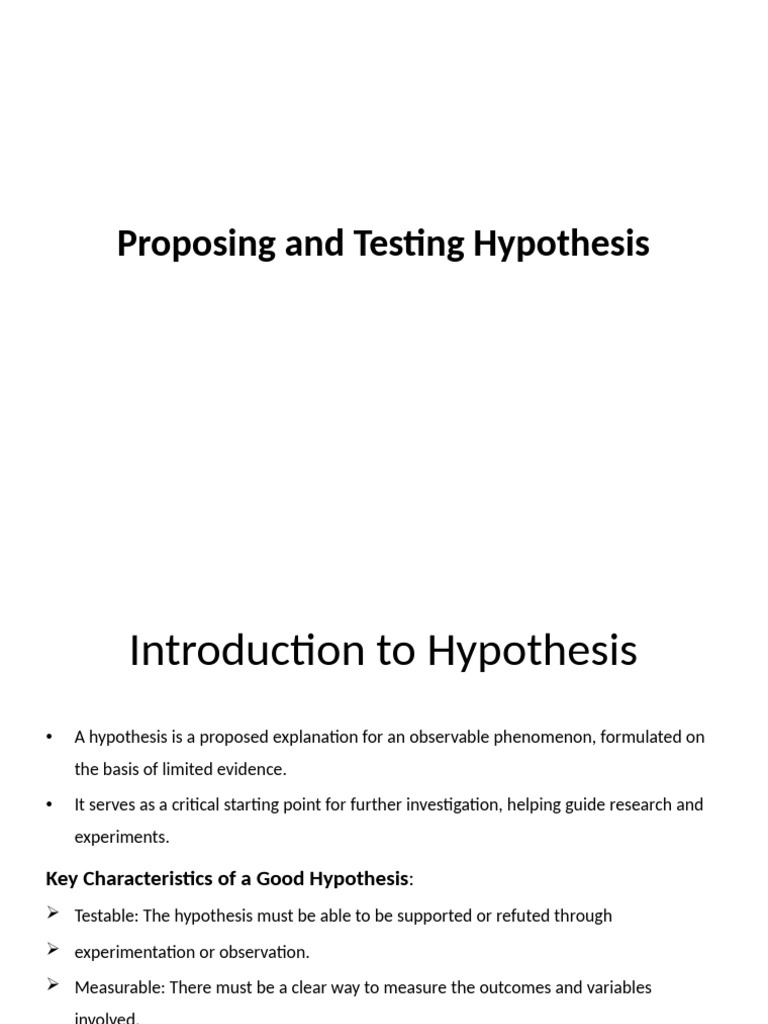 Proposing and Testing Hypothesis Lecture | PDF