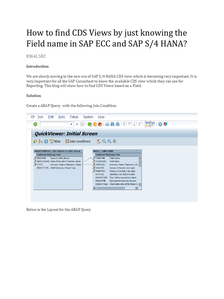 How To Find CDS VIEWS BY JUST KNOWING FIELD NAME | PDF | Business