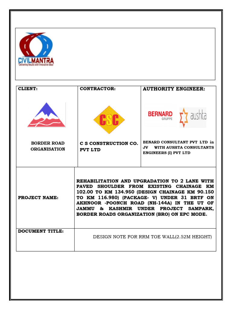 Design of RRM Toe Wall (2.52M) | PDF