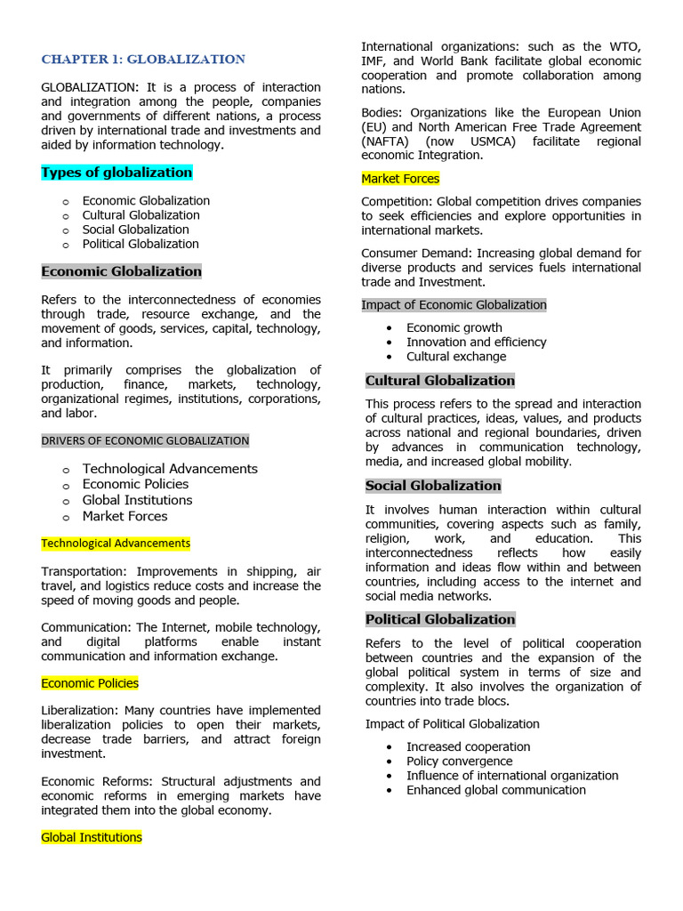 CHAPTER-1-GLOBALIZATION (Reviewer) | PDF