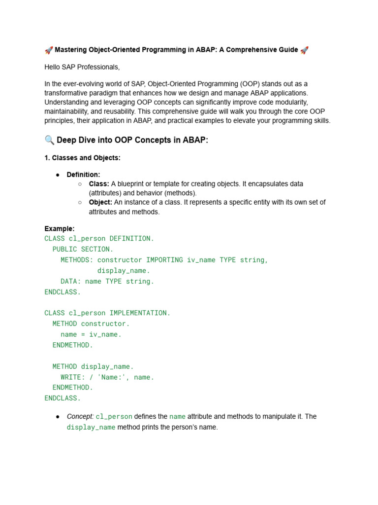 Abap Oop Concepts Pdf Method Computer Programming Class 3795
