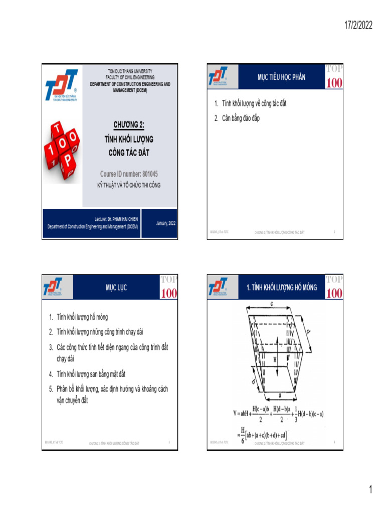 KTTC-Chuong 2 Tinh Khoi Luong Cong Tac Dat | PDF
