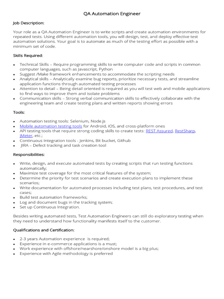 Qa Automation Engineer Pdf