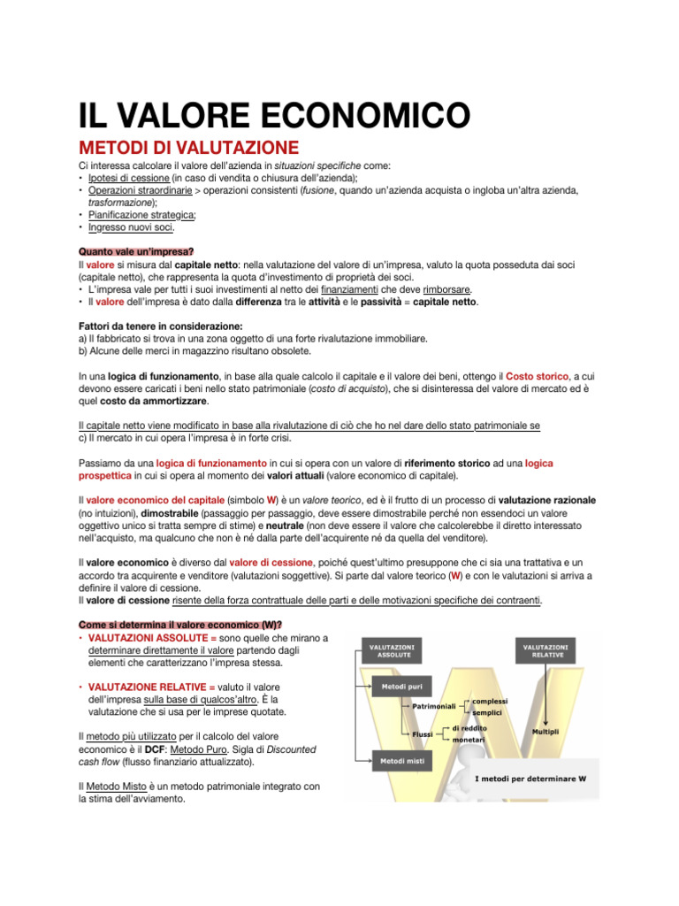 IL VALORE ECONOMICO (4° Modulo) | PDF