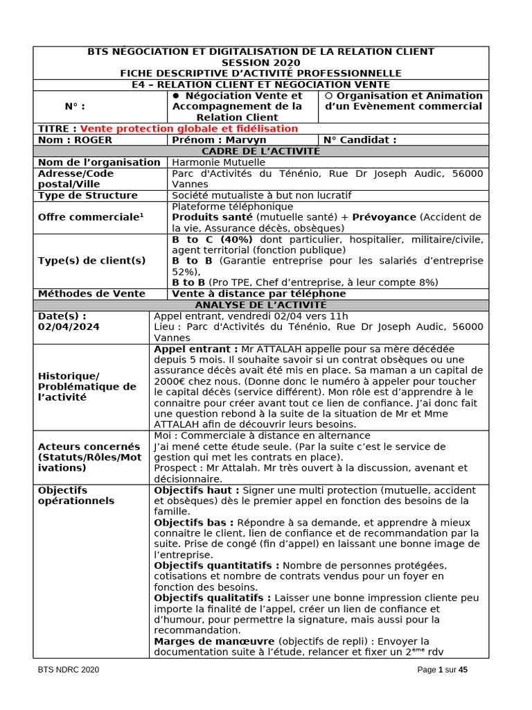 Fiche E4 - Nego | PDF