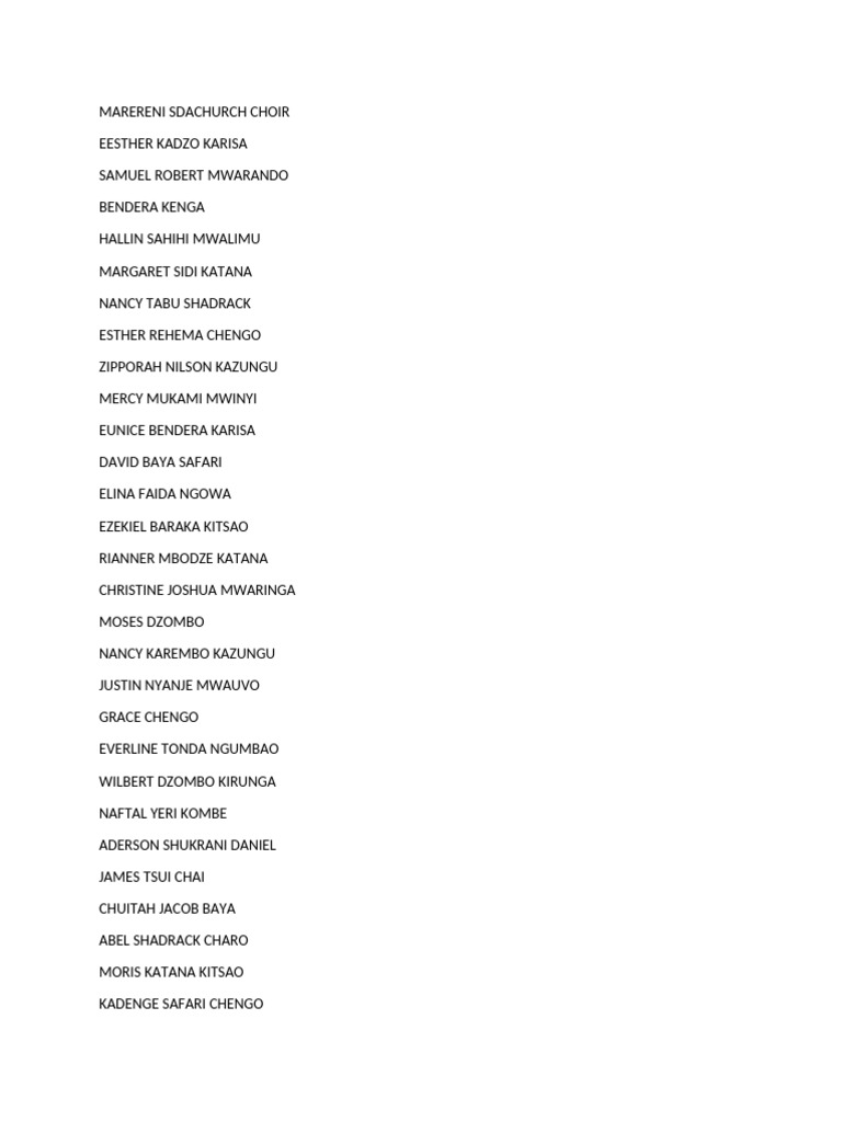 Marereni Sdachurch Choir | PDF