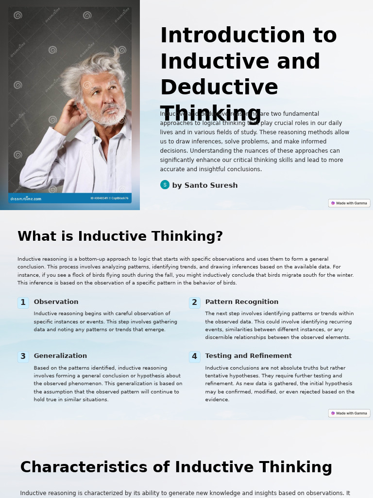 Introduction To Inductive And Deductive Thinking Pdf Inductive Reasoning Deductive Reasoning