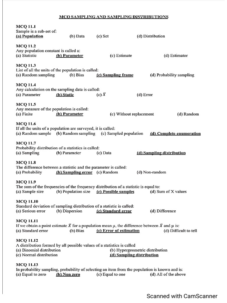 MCQ Statistics | PDF