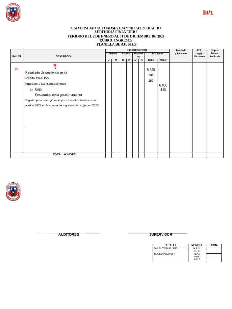 Planilla Def-Aju Ingreso | PDF