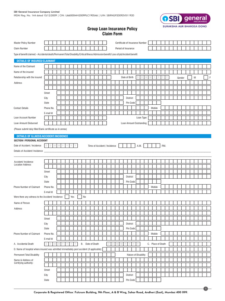 Group Loan Insurance-Claim Form | PDF | Myocardial Infarction | Heart
