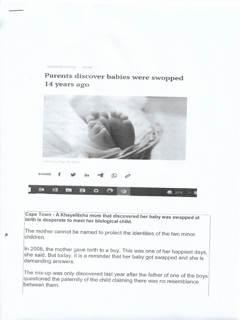 Parents Discover Babies Were Swapped 14years Ago Case Study | PDF