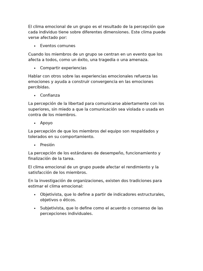 Clima Emocional | PDF