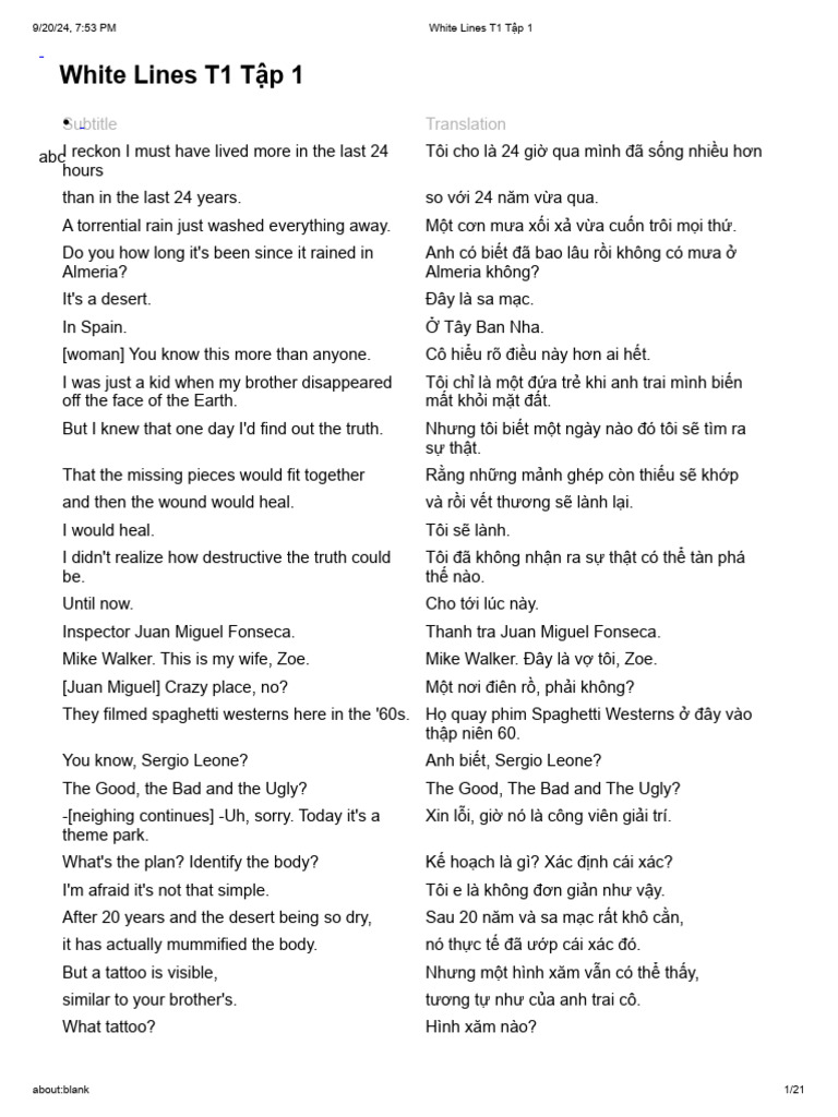 White Lines T1 Tập 1 | PDF