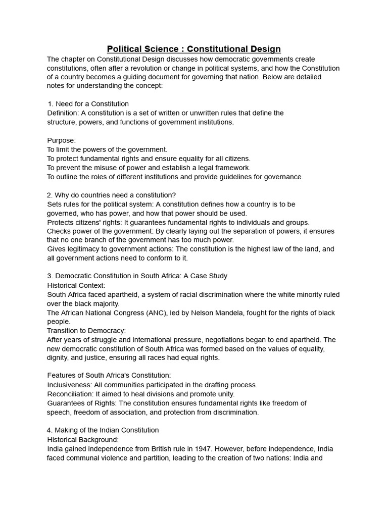 Political Science: Constitutional Design | PDF