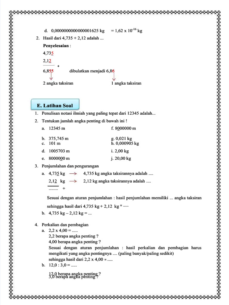 PDF Latihan Soal Notasi Ilmiah Angka Penting - Compress | PDF