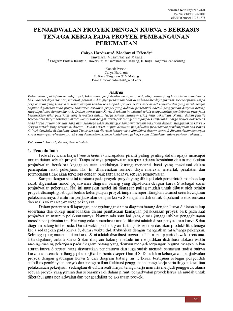 Penjadwalan Proyek Dengan Kurva S Berbas | PDF