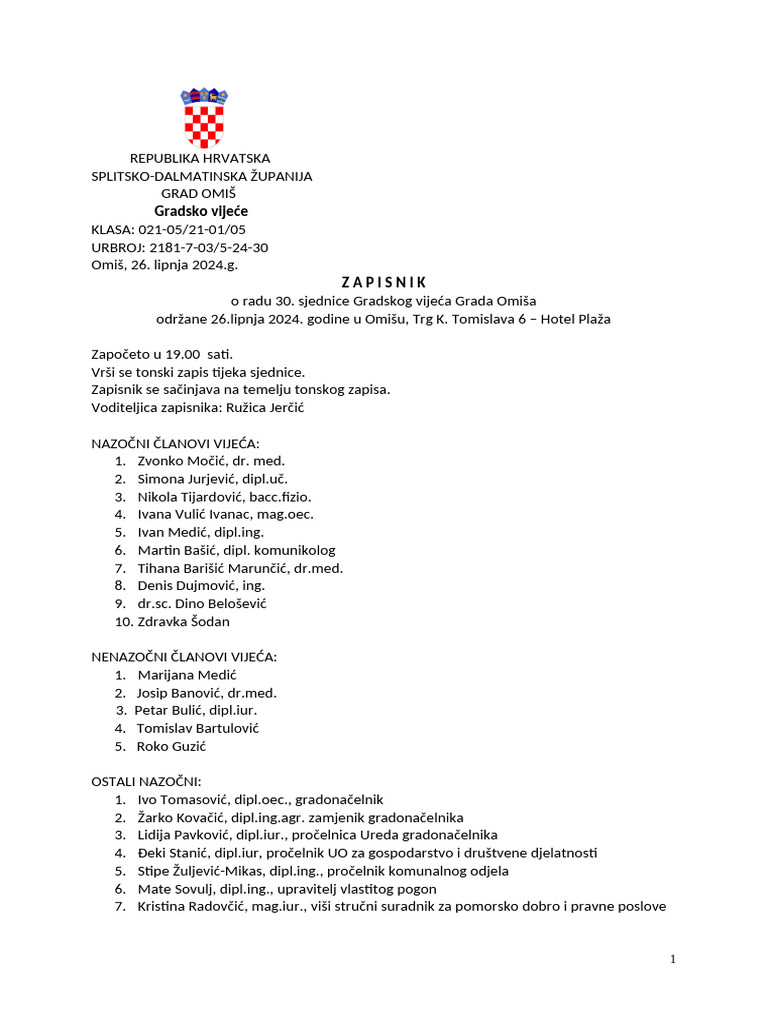 GV 30. 2024. Zapisnik | PDF