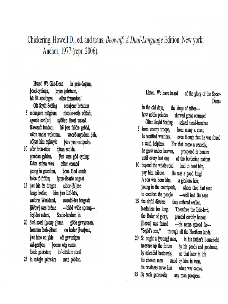 Beowulf excerpt (dual language)-1 | PDF