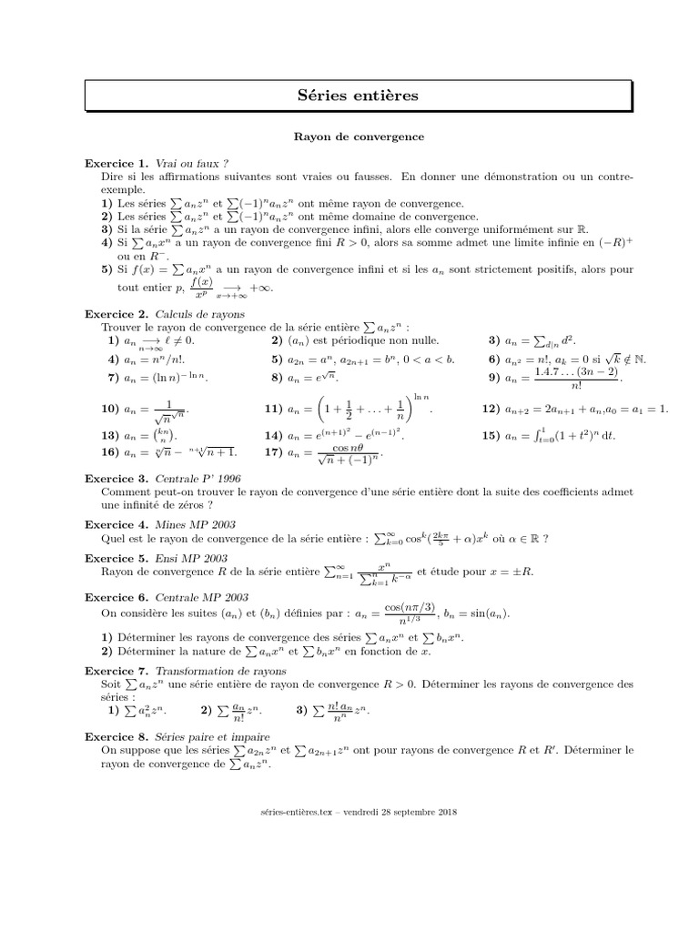 EXOS SeriesEntieres | PDF