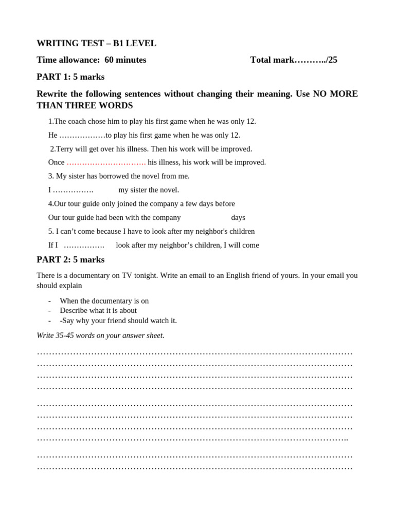 Writing Test Trial 2 | PDF