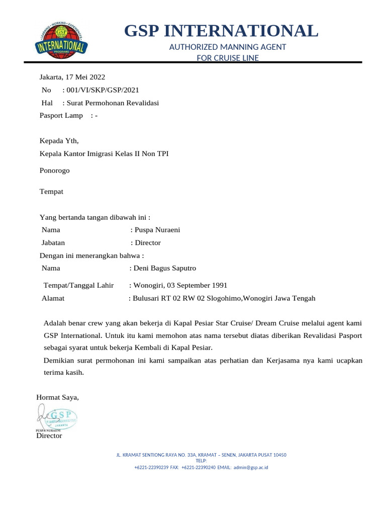 Surat Pengantar Revalidasi Pasport Wakid | PDF