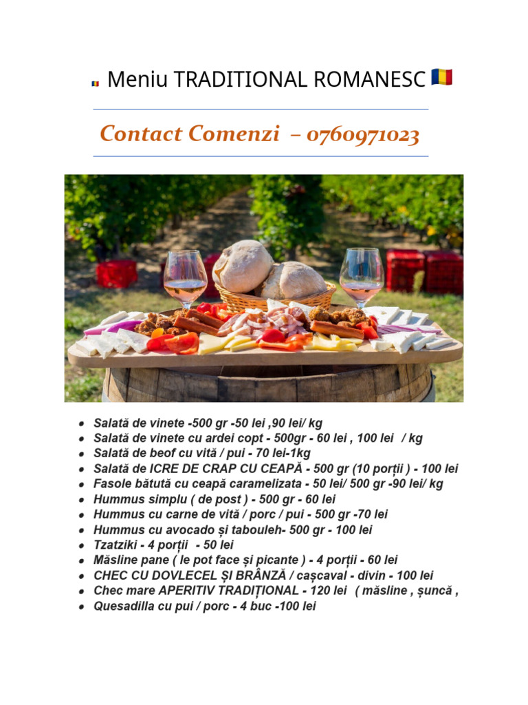 Meniu Mancare PDF | PDF