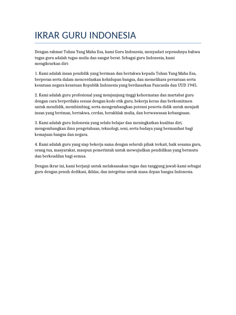 Ikrar Guru Indonesia | PDF