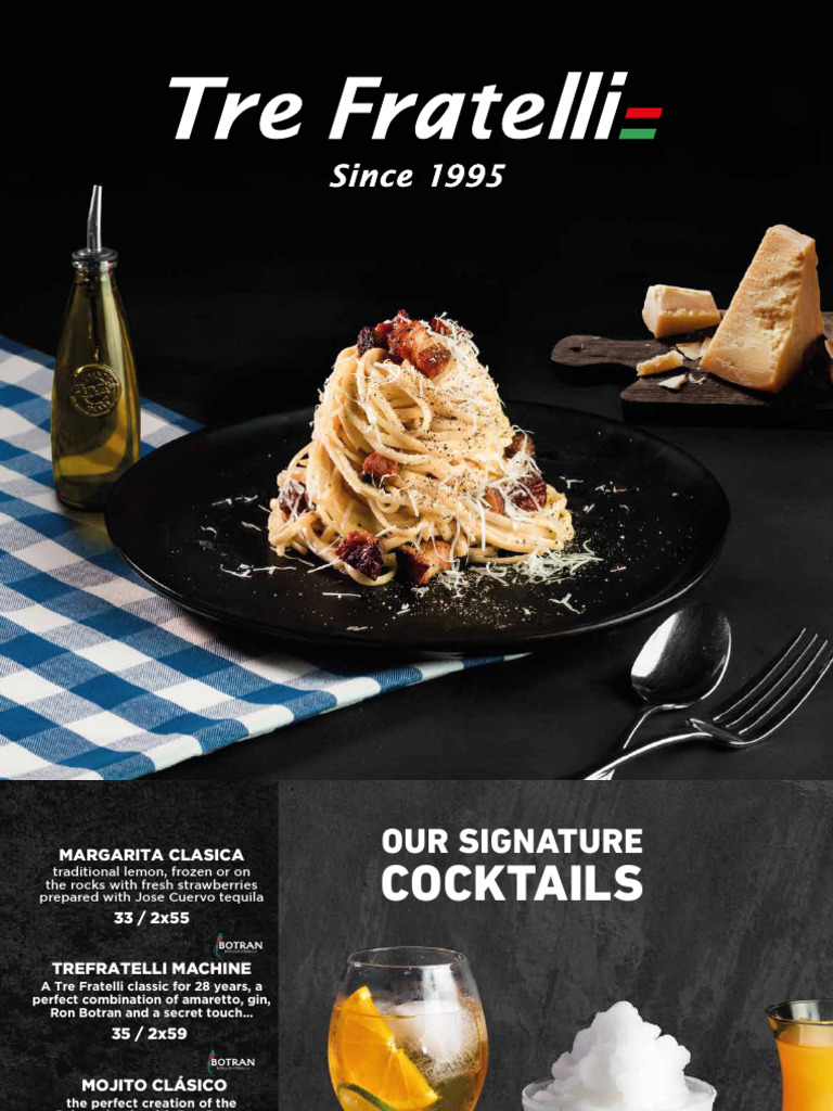 Menu Tre Fratelli Ingles | PDF