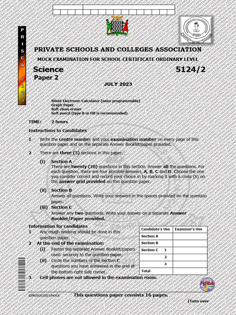 Science Paper 2 (Chemistry) G12 2023 | PDF