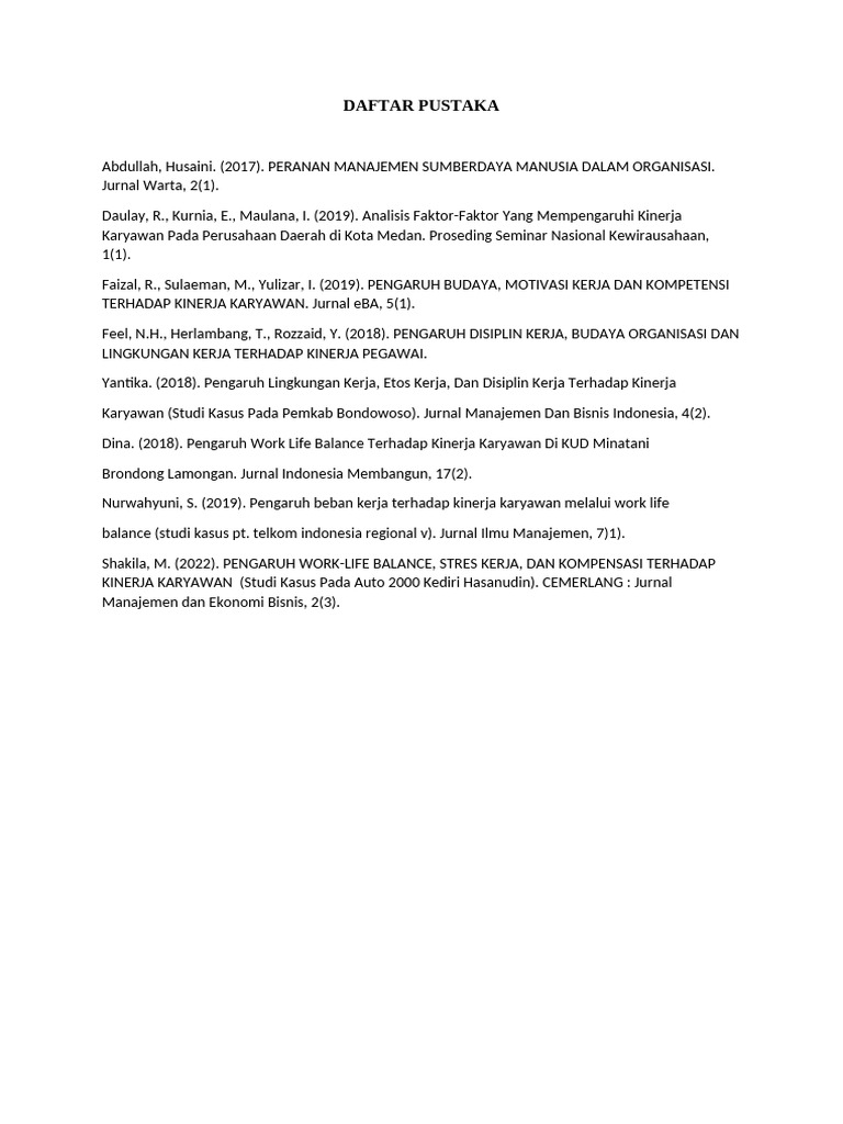 DAFTAR PUSTAKA ISTRI SDM | PDF
