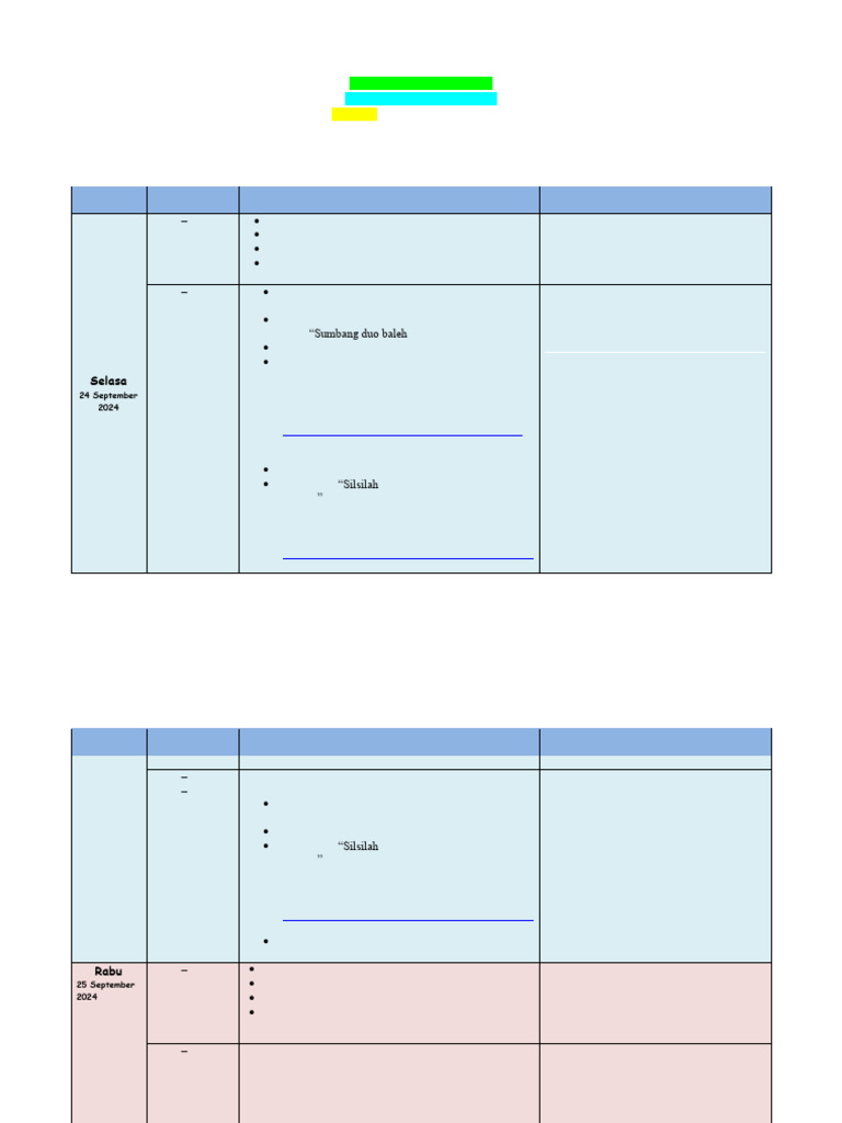 TIMELINE KEGIATAN P5 Tema 2 (Minggu 1) | PDF