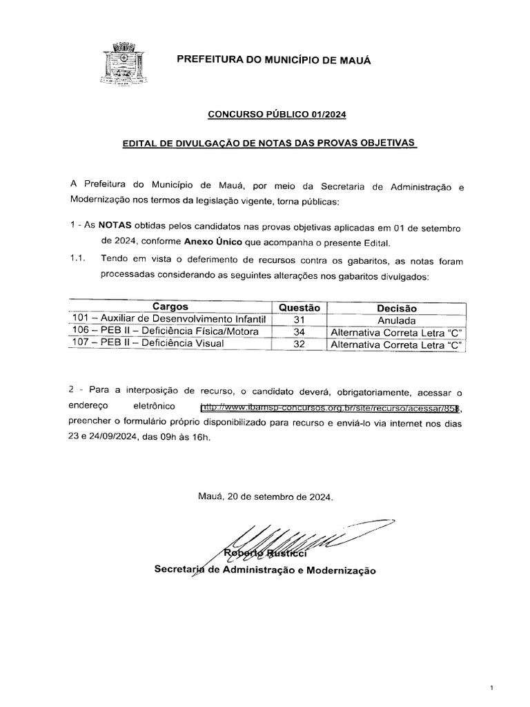 14 - Edital de Divulgação de Notas Das Provas Objetivas | PDF