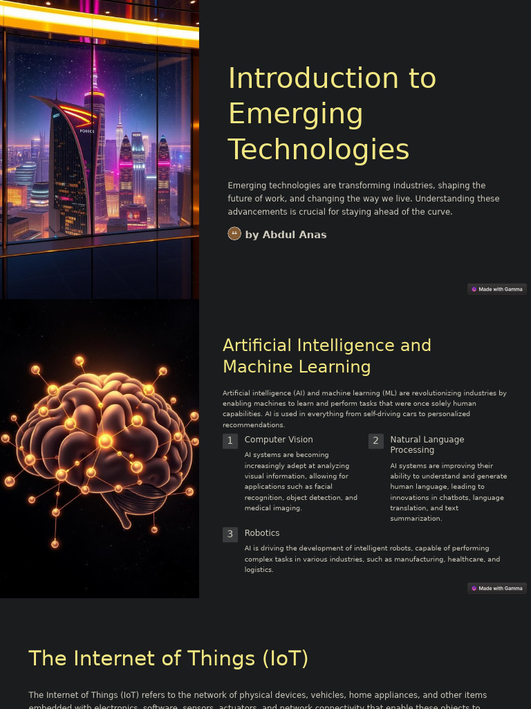 Introduction To Emerging Technologies | PDF | Internet Of Things | Computers