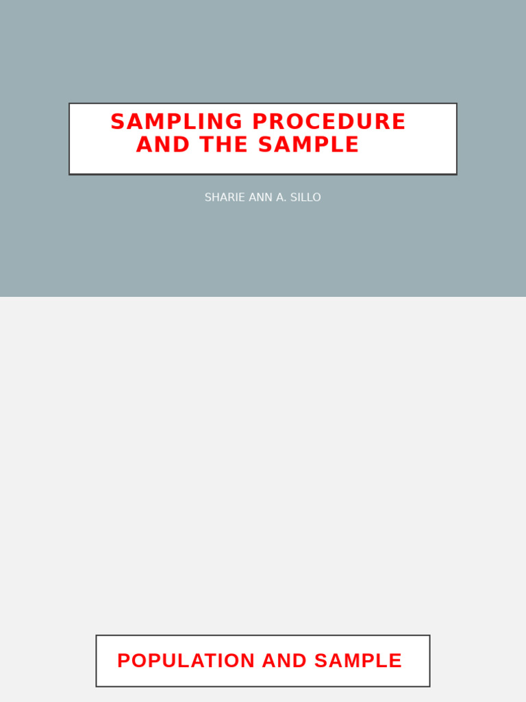 Sampling Procedure | PDF