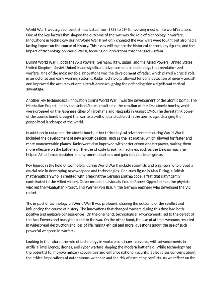 World War II Was A Global Conflict That Lasted From 1939 To 1945 | PDF ...