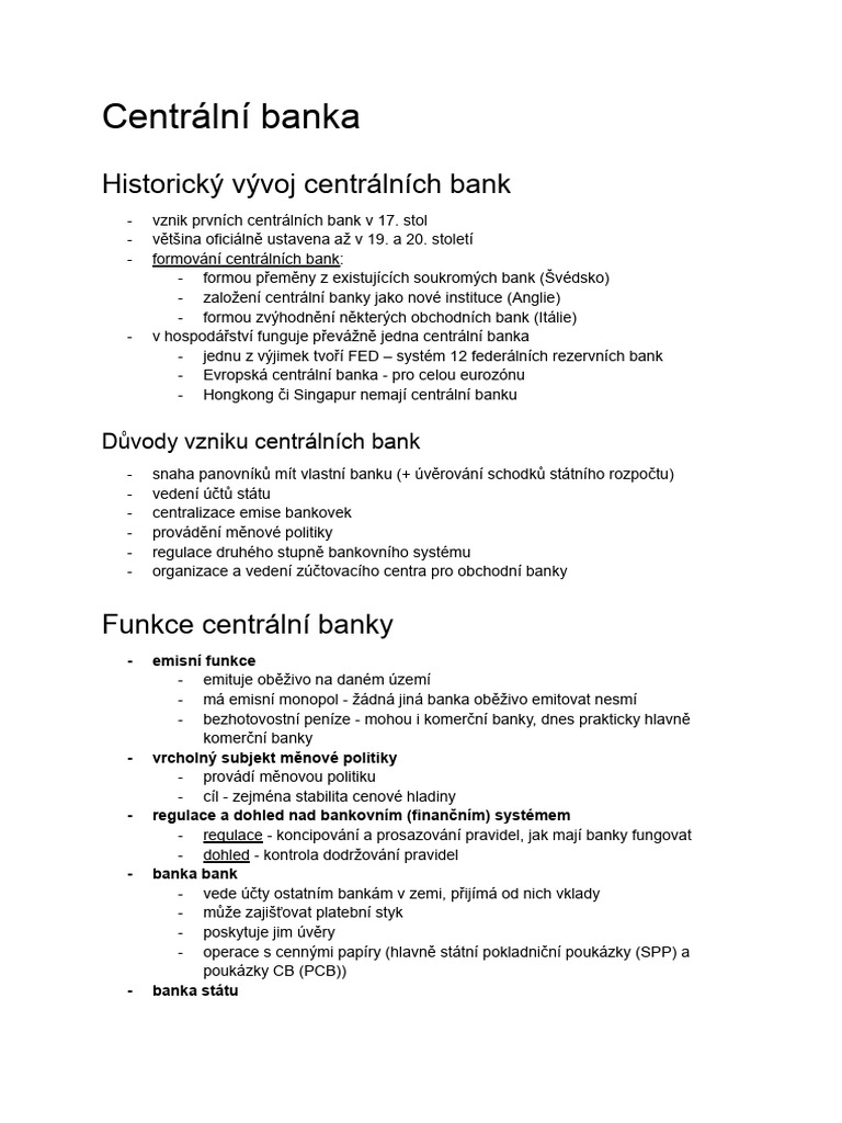 03 - Centrální Banka | PDF