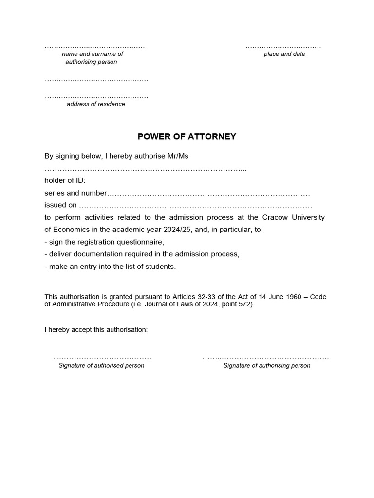Power of Attorney | PDF