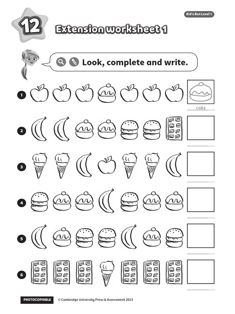 KidsBox Level1 Unit12 Extension Worksheet 1 | PDF