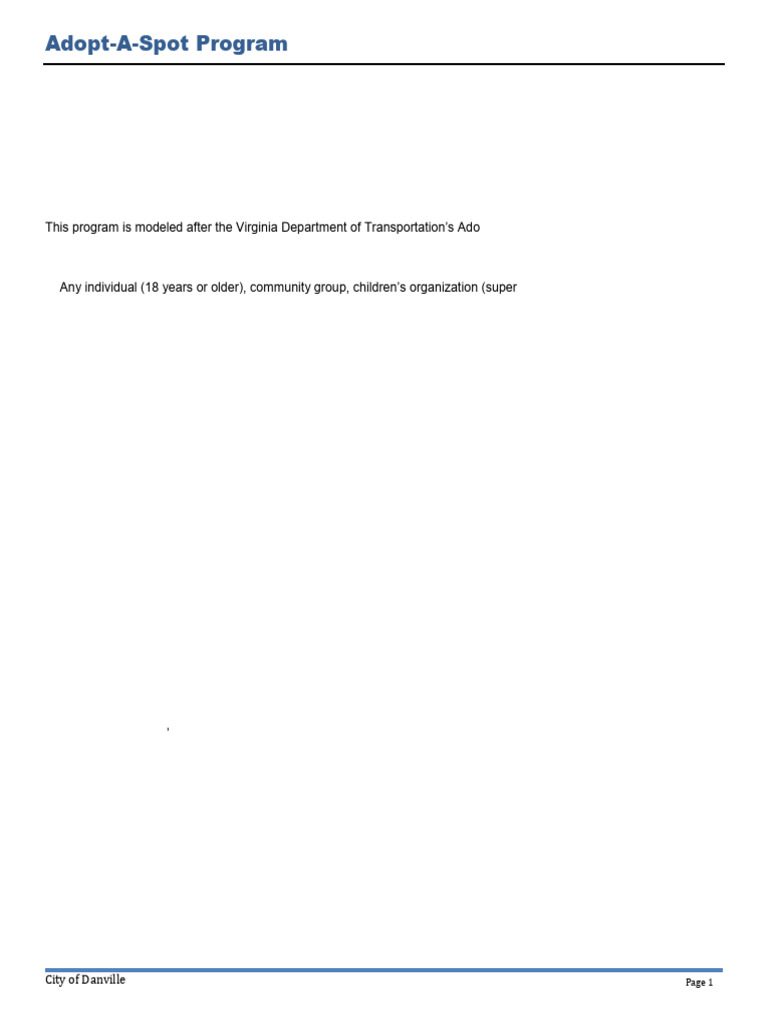 Adopt A Spot Agreement | PDF