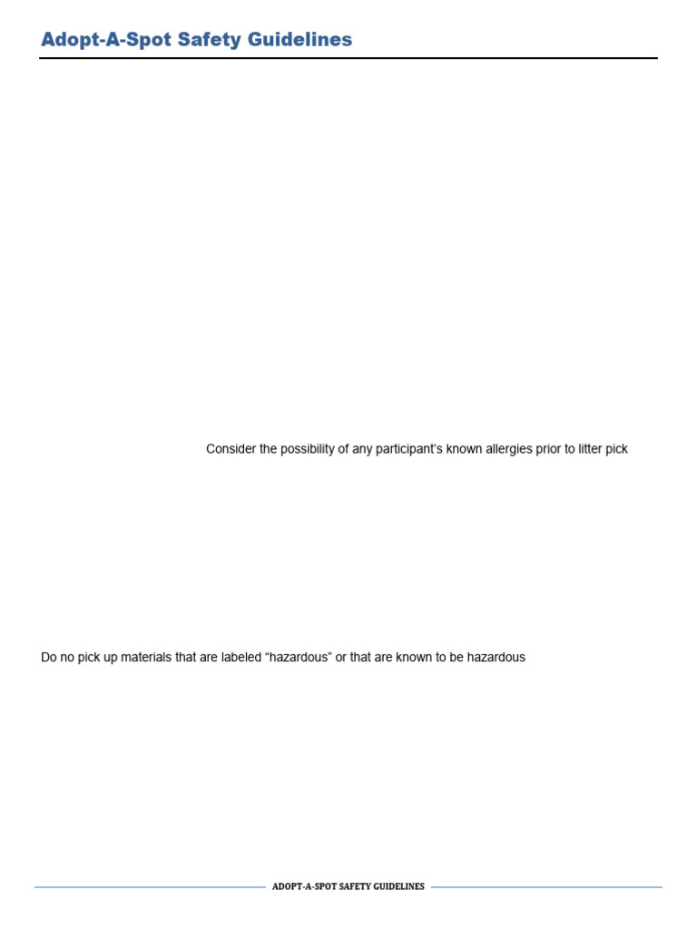 Adopt A Spot Safety Rules | PDF