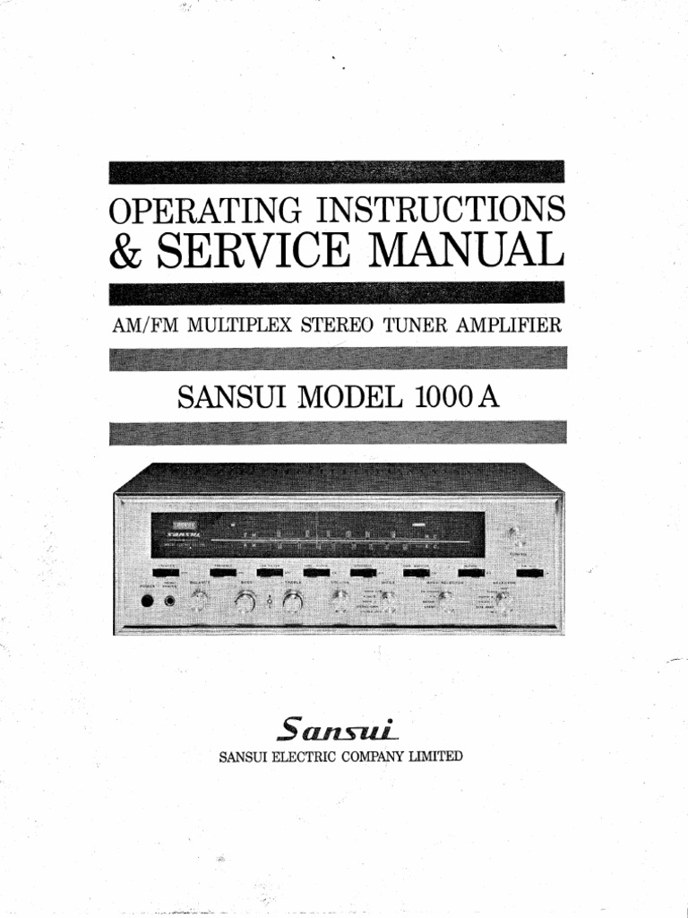Sansui 1000A OwnersService 2 Bias Pot, Rectangular 4 Voltage Selector Manual# 36050M5 | PDF