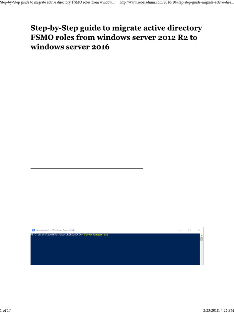 Step-by-Step guide to migrate active directory FSMO roles from windows ... Step-by-Step guide to migrate active directory FSMO roles from windows ...