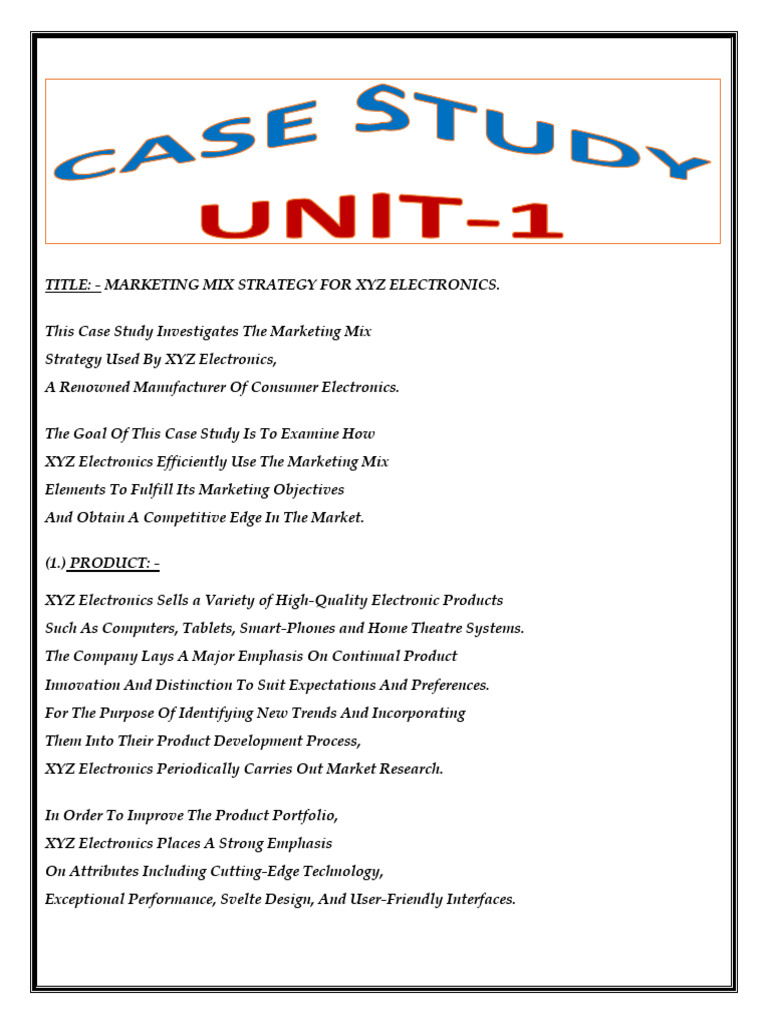 Case Study of Marketing Management (Unit-1) . | PDF
